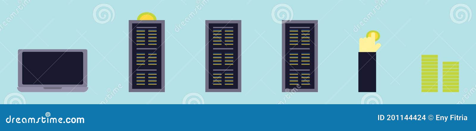 Set of Computer Database. Icons Cartoon Design Template with Various ...