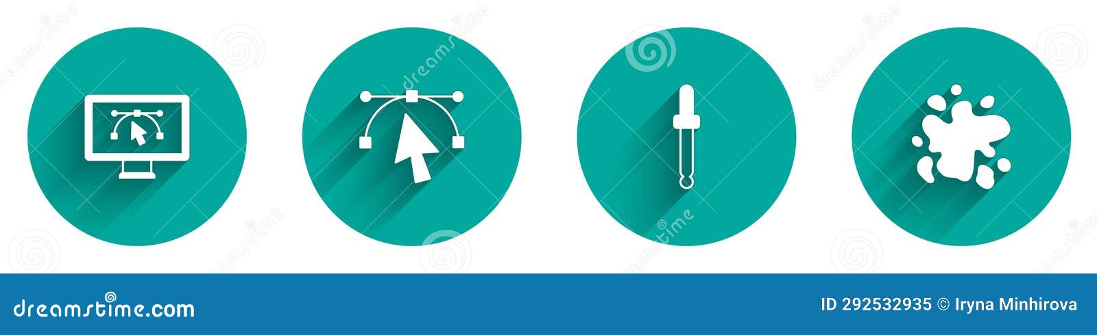 Set Computer with Design Program, Bezier Curve, Eyedropper Color Picker ...