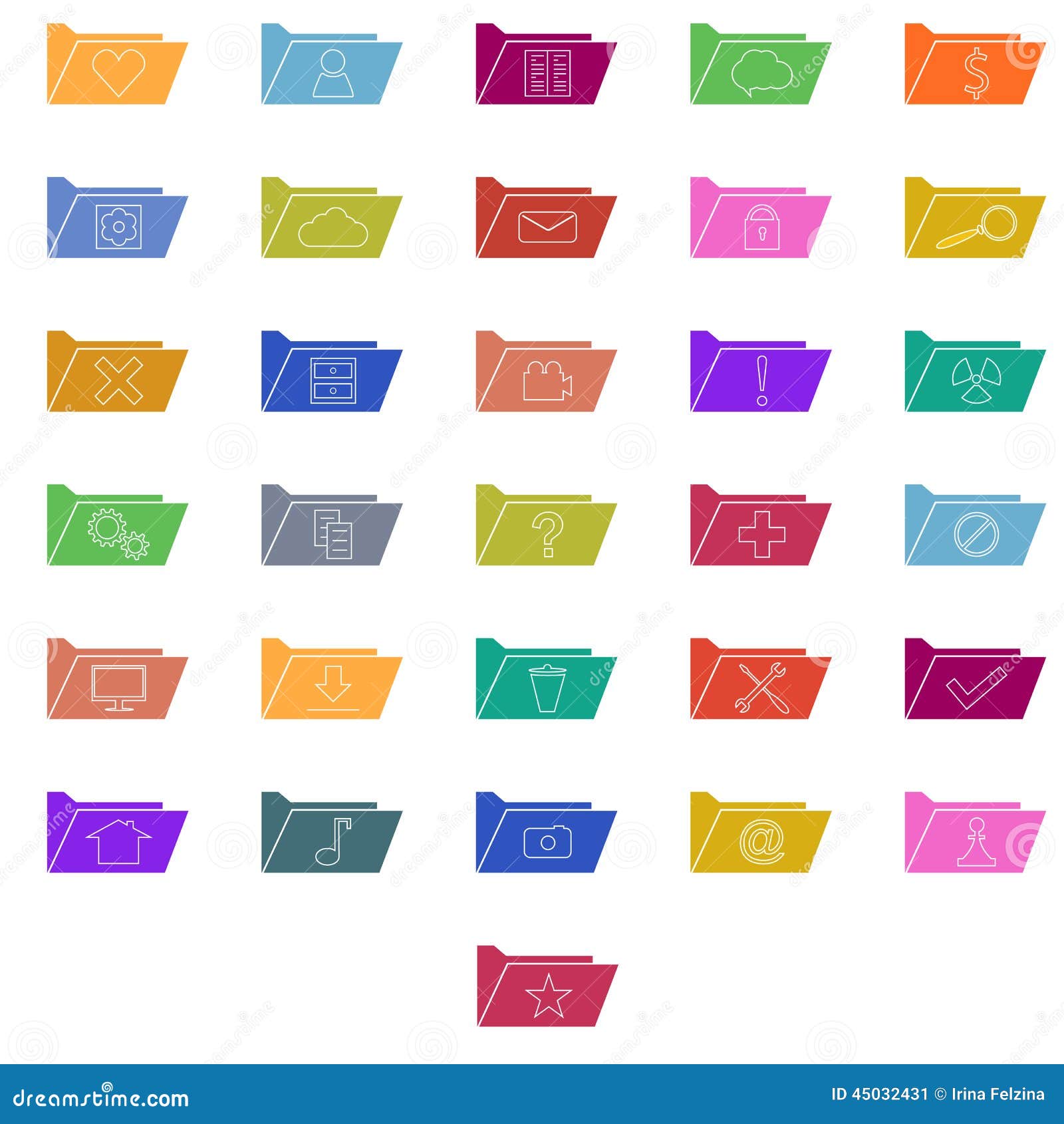 Set of computer folders stock vector. Illustration of flat - 45032431