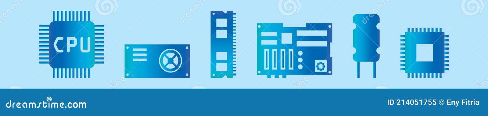 Set of Computer Hardware Cartoon Icon Design Template with Various ...