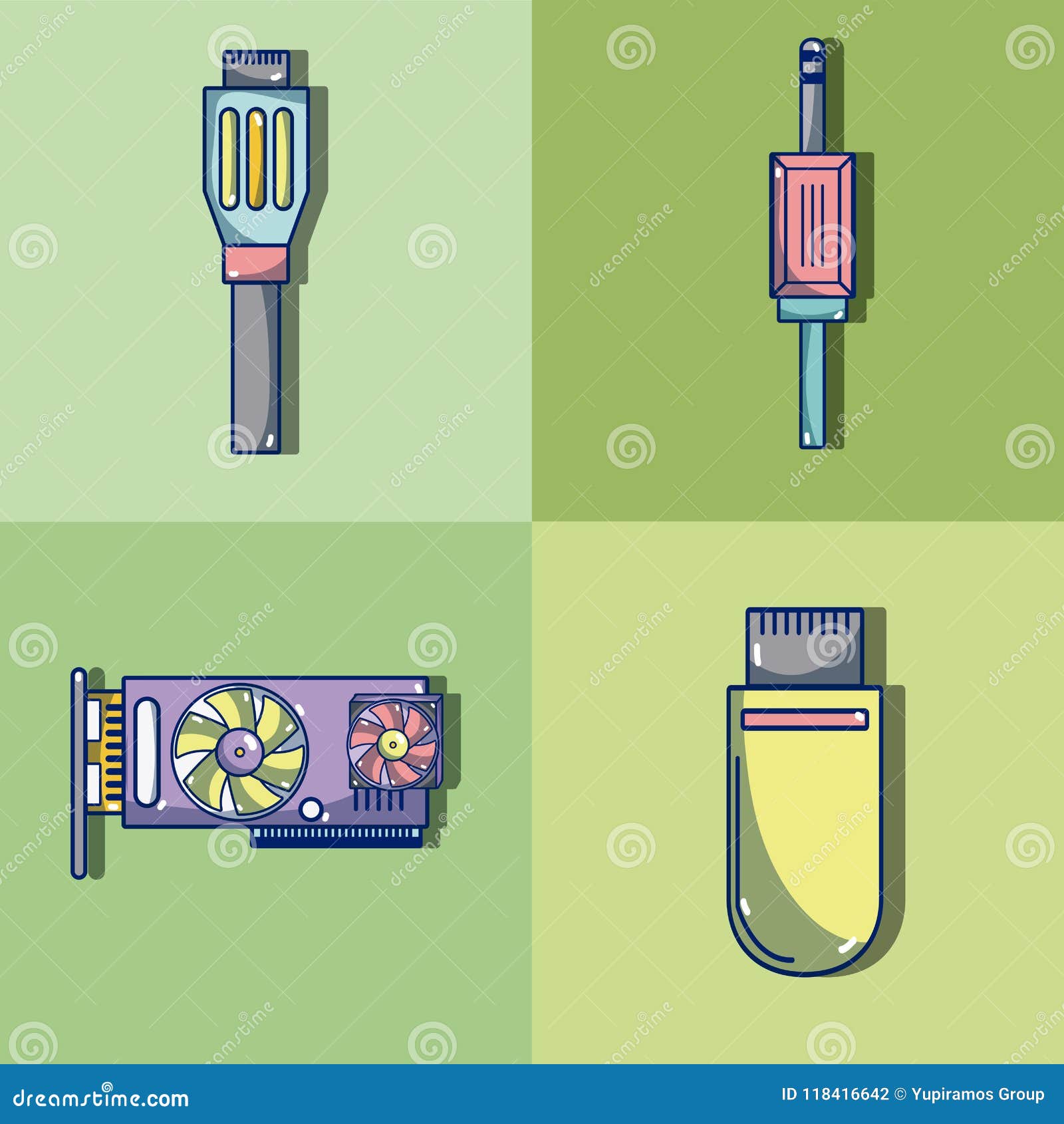 Set of computer hardware stock vector. Illustration of processor ...