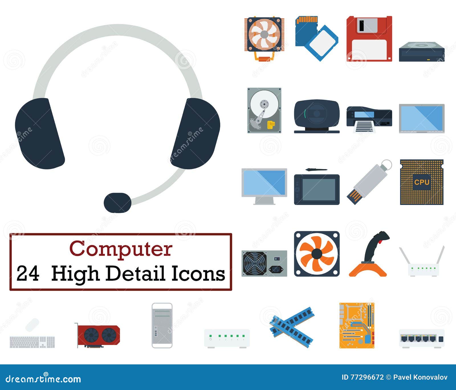 Set of 24 Computer Icons stock vector. Illustration of mouse - 77296672