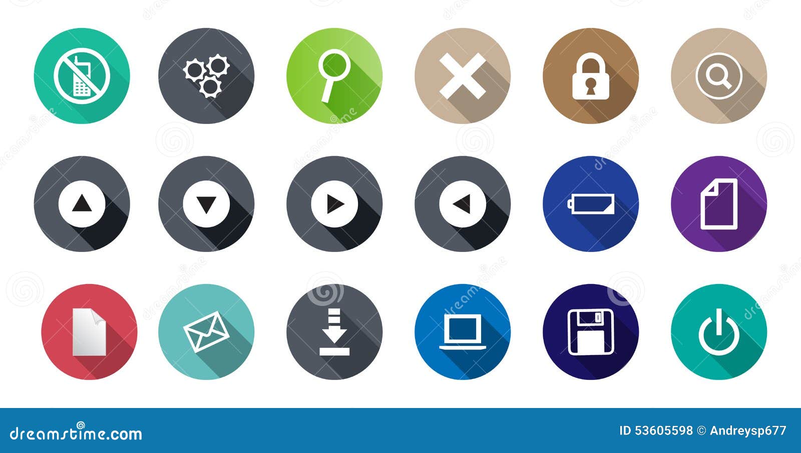Set of Computer Icons in a Flat Design Stock Vector - Illustration of ...