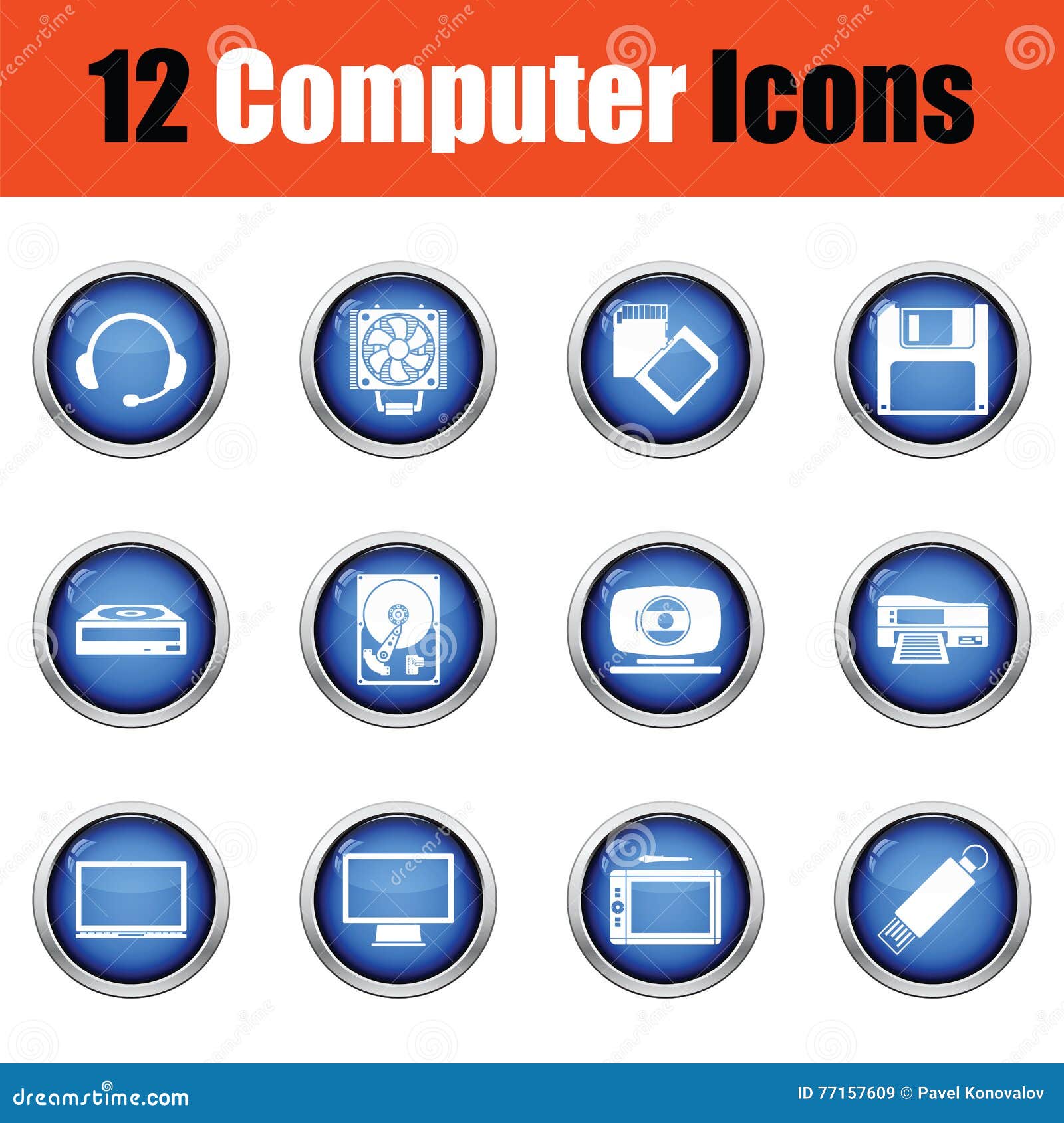 Set of computer icons. stock vector. Illustration of graphic - 77157609