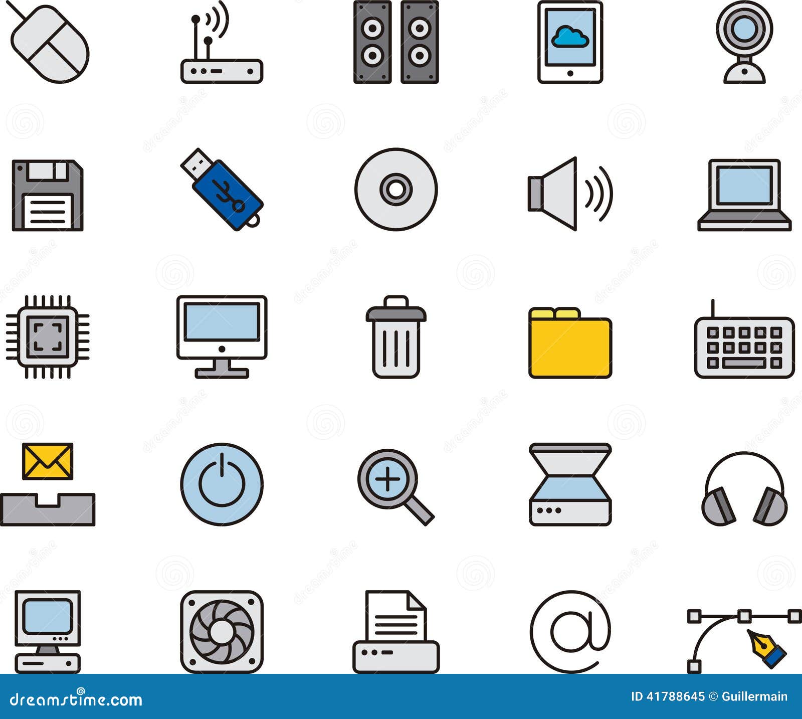Set of computer icons stock vector. Illustration of floppy - 41788645