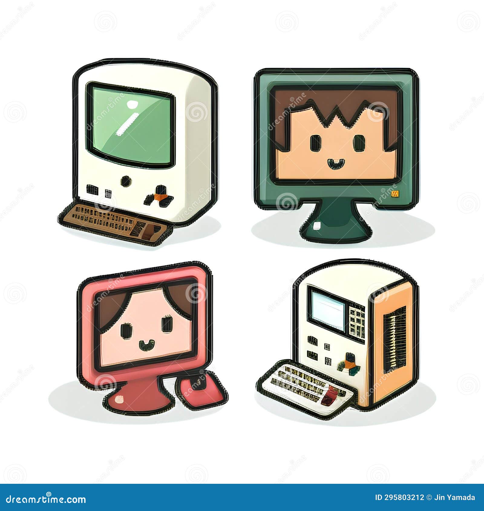 Set of Computer Icons on White Background. Vector Illustration in ...