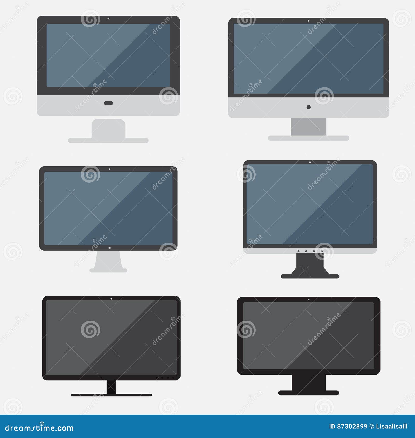 Set of Computer Illustration, Computer Flat Design Stock Illustration ...