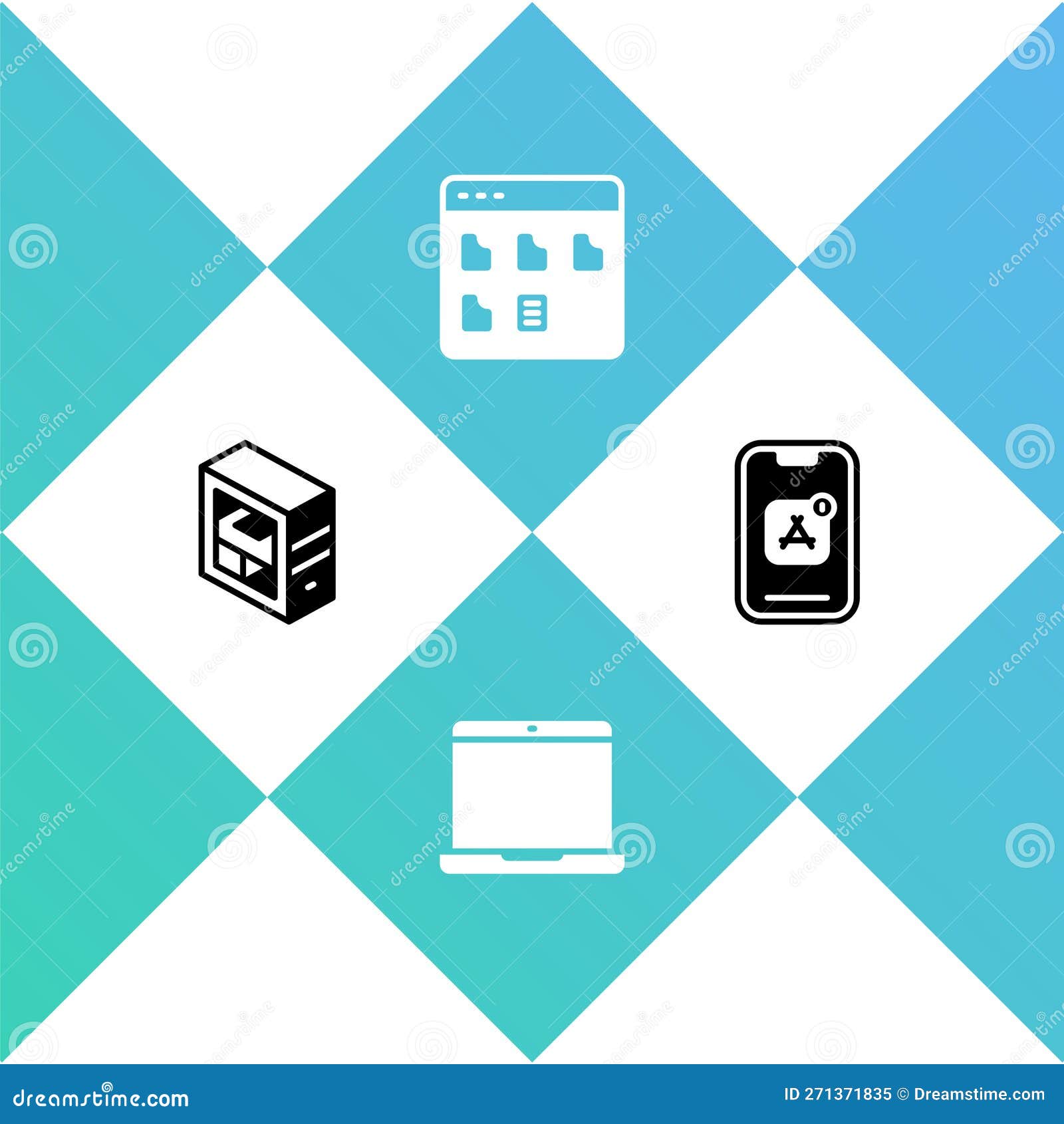 Set Computer, Laptop, Browser Files and Mobile Apps Icon. Vector Stock ...