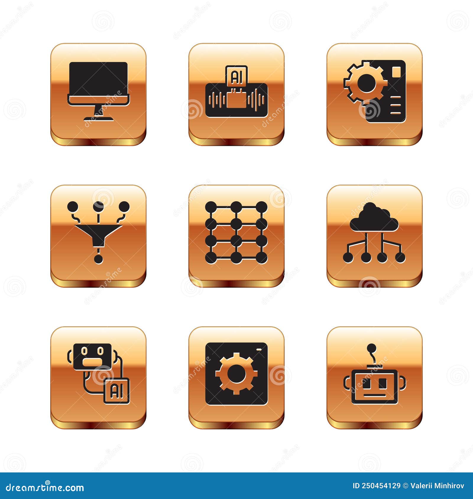 Set Computer Monitor, Artificial Intelligence Robot, Api Interface, Neural Network, Funnel ...