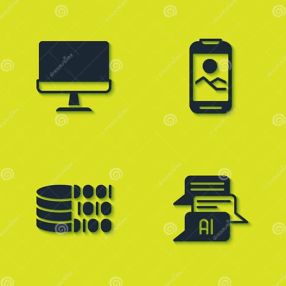 Set Computer Monitor, Chat Bot, Binary Code and Mobile Phone Icon ... Set Computer Monitor, Chat Bot, Binary Code and Mobile Phone Icon ...