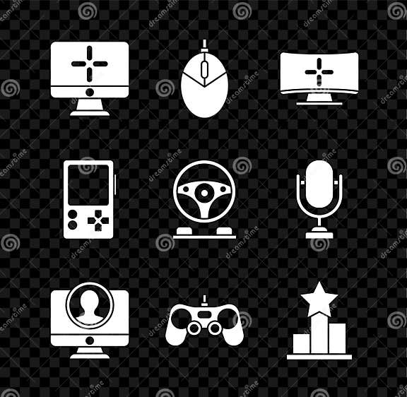 Set Computer Monitor Mouse Gaming Create Account Screen Gamepad Star Portable Video Game