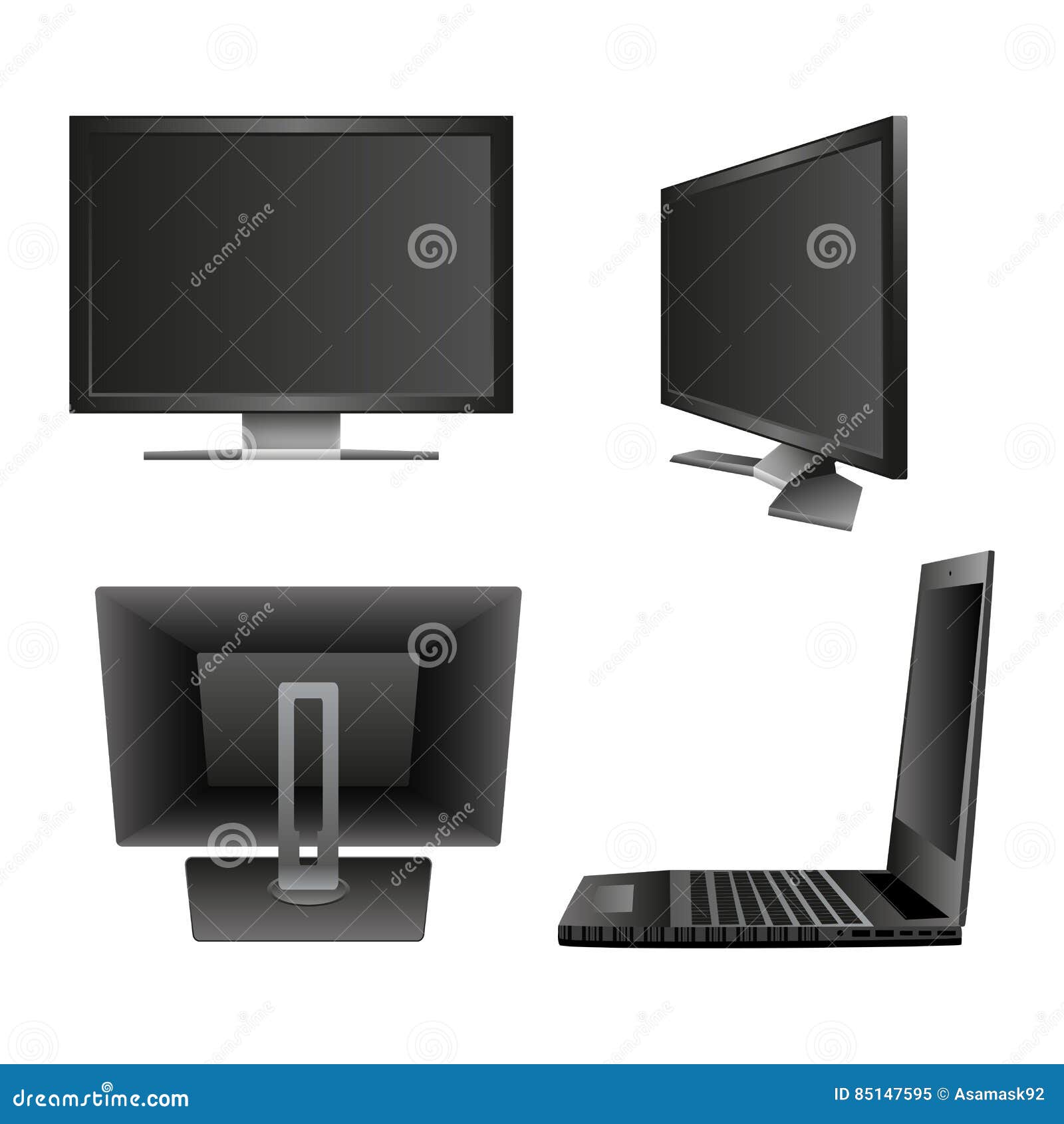 Laptop Backside Mockup Isolated On White Background Cartoon Vector ...