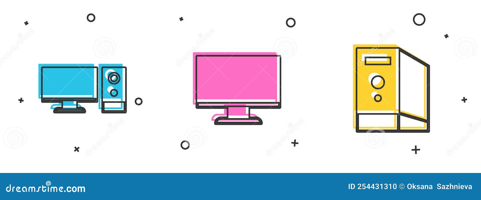Set Computer Monitor, Screen and Case of Computer Icon. Vector Stock ... Set Computer Monitor, Screen and Case of Computer Icon. Vector Stock ...