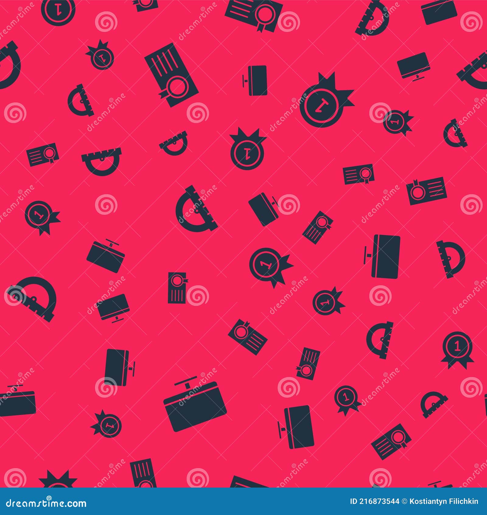 Set Computer Monitor Screen, Certificate Template, Protractor and Medal ...