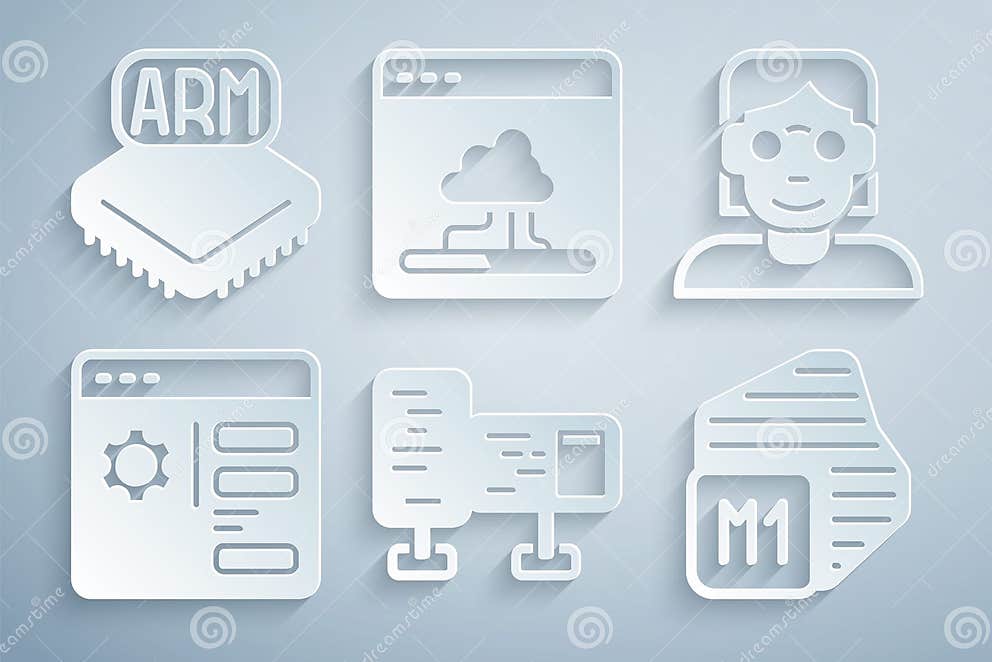 Set Computer Monitor Screen Hacker Coder Browser Setting Processor Cloud Technology Data