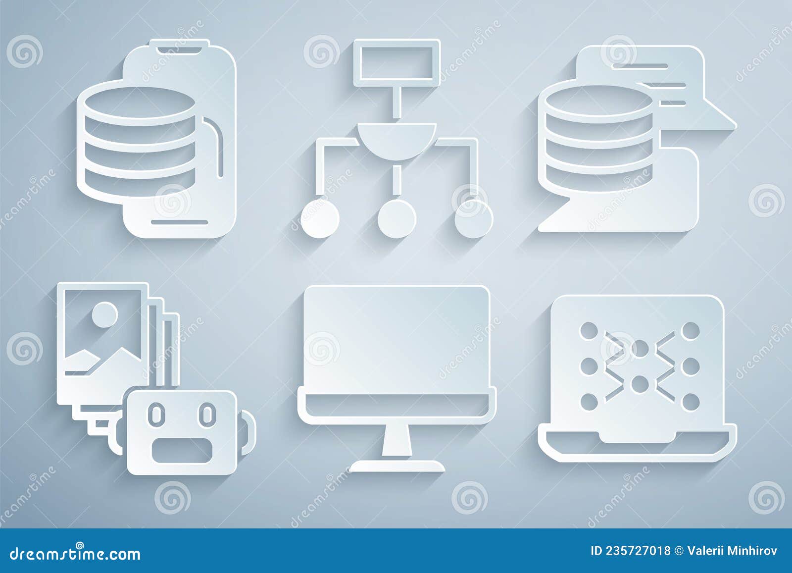 Set Computer Monitor, Server, Data, Artificial Intelligence Robot ... Set Computer Monitor, Server, Data, Artificial Intelligence Robot ...