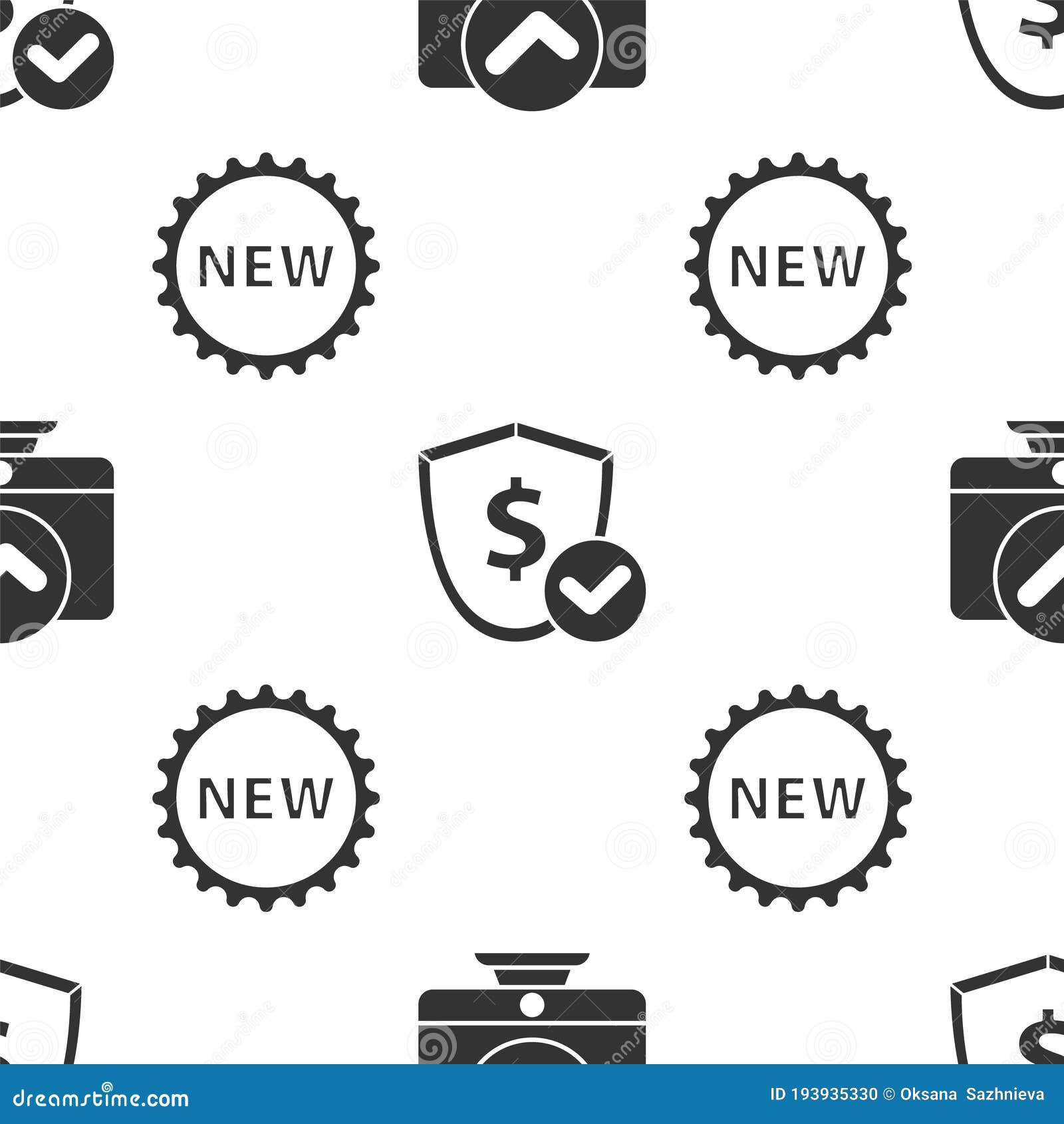 Set Computer Monitor, Shield with Dollar and Price Tag with New on ...