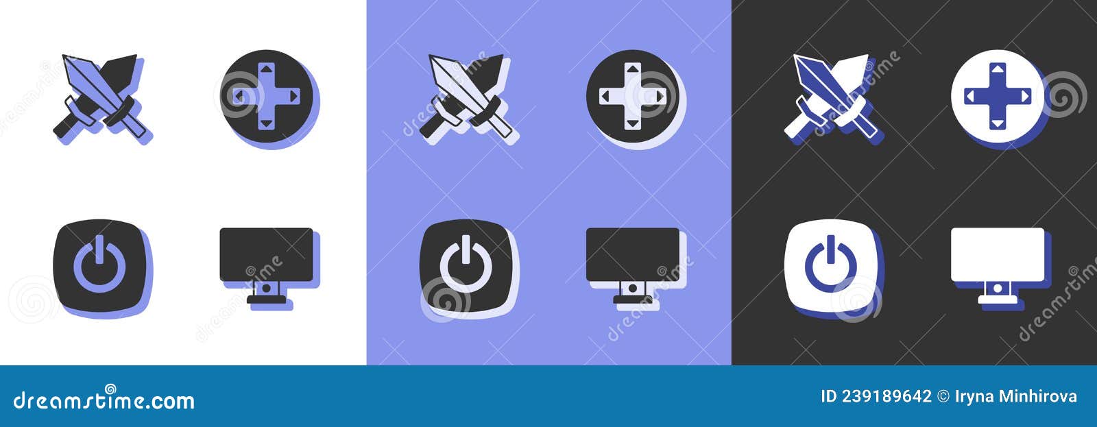 Set Computer Monitor Sword For Game Power Button And Game Controller 9709