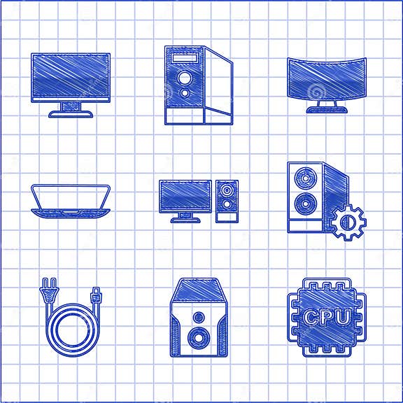 Set Computer Monitor, Uninterruptible Power Supply, Processor with CPU ... Set Computer Monitor, Uninterruptible Power Supply, Processor with CPU ...