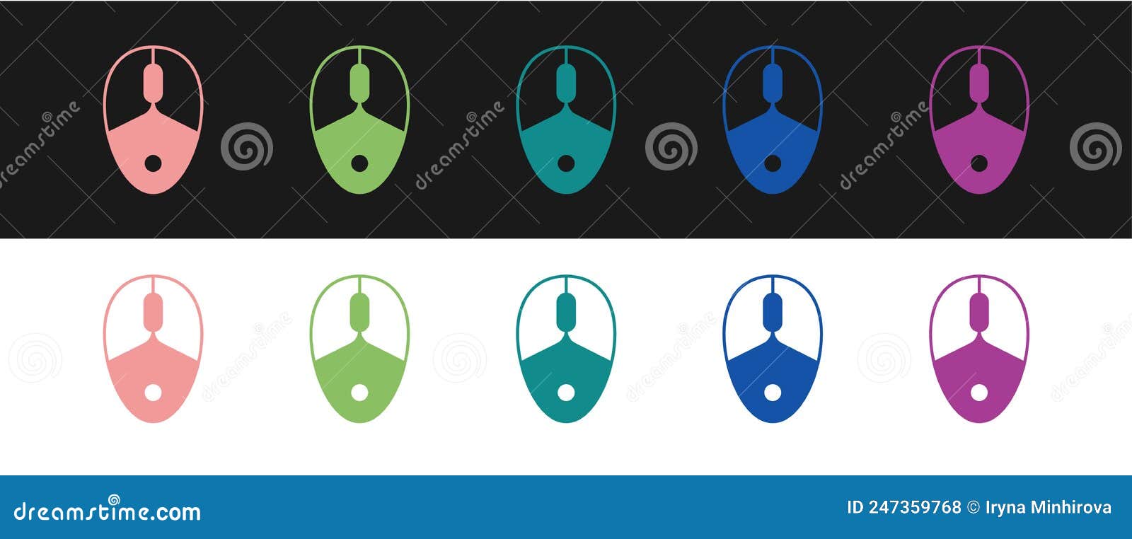 Set Computer Mouse Gaming Icon Isolated on Black and White Background ...