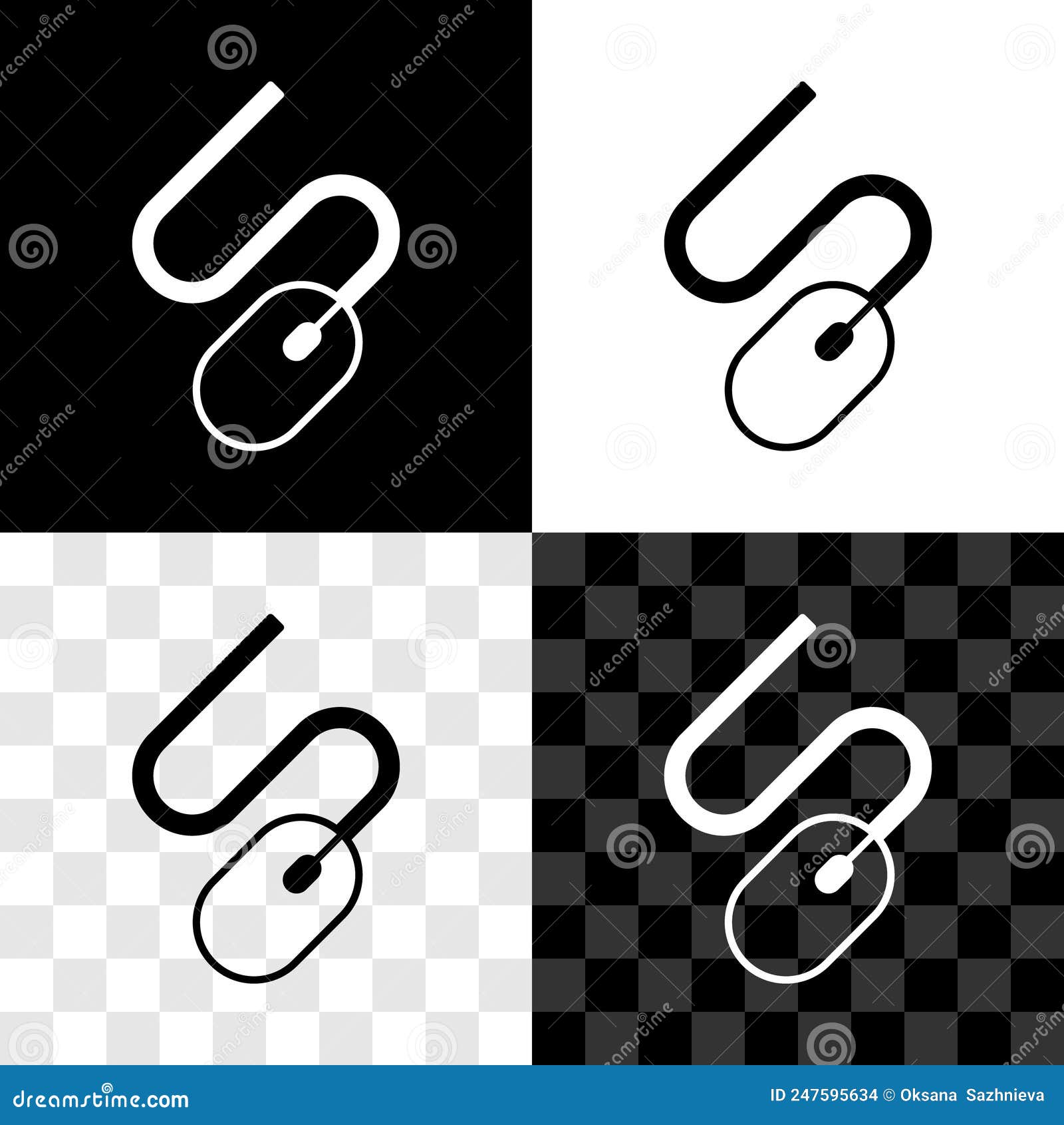 Set Computer Mouse Icon Isolated on Black and White, Transparent ...