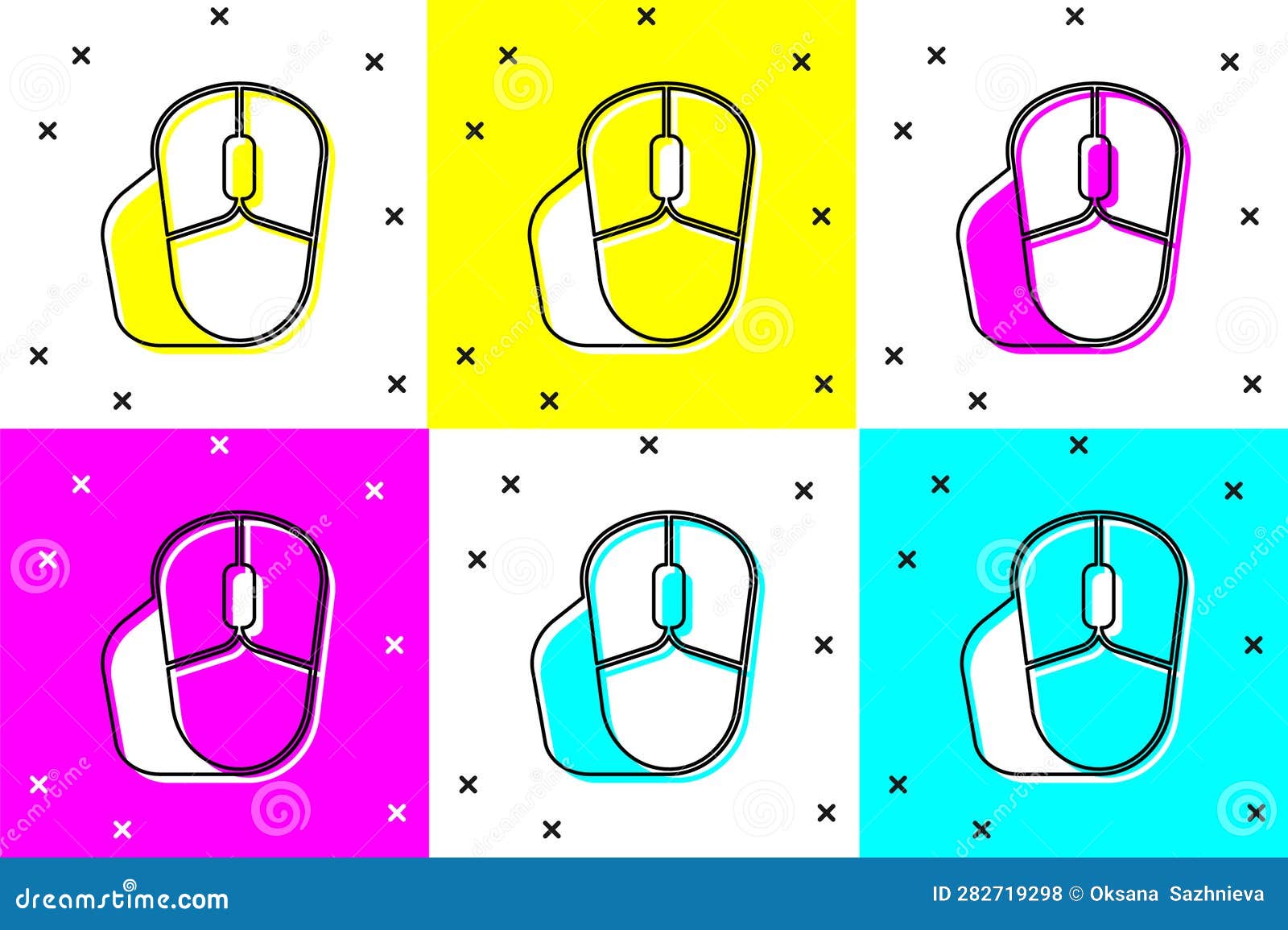 Set Computer Mouse Icon Isolated on Color Background. Optical with ...