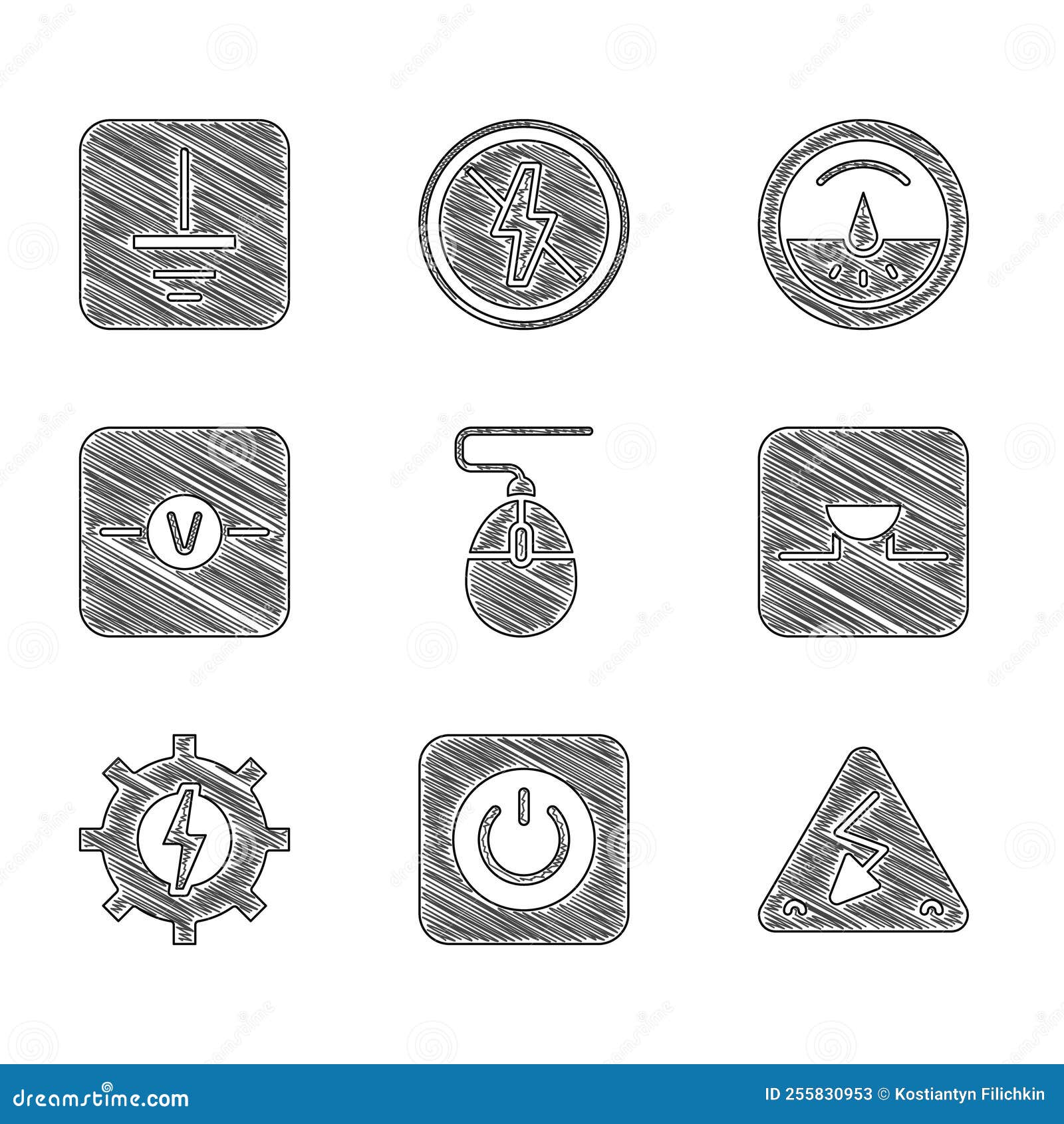 Set Computer Mouse, Power Button, High Voltage, Buzzer in Electronic ...