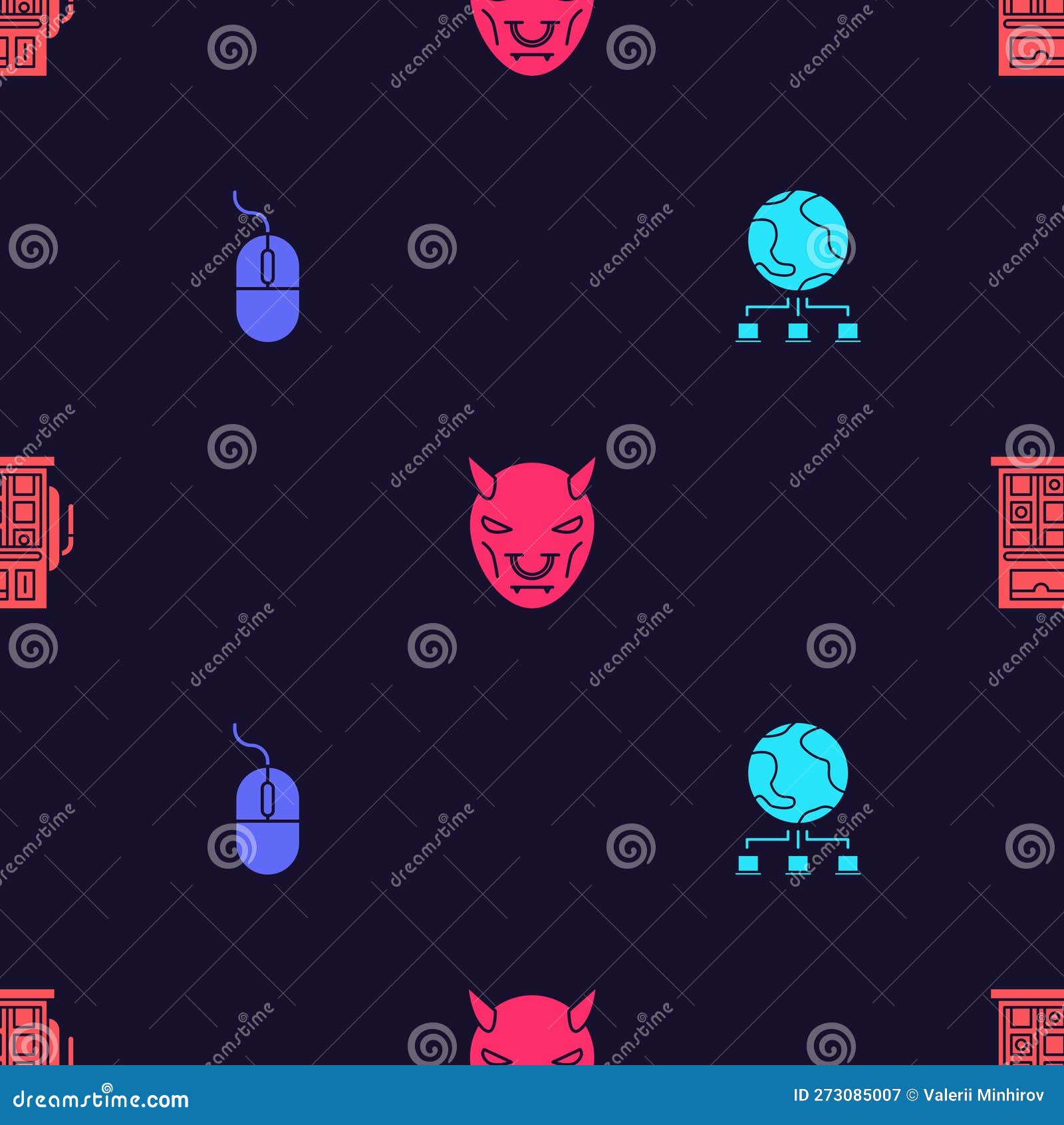 Set Computer Network, Mouse, Mask of the Devil with Horns and Slot ...