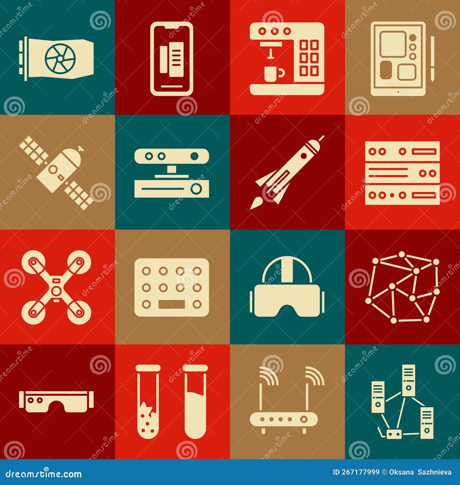 Set Computer Network, Neural, Server, Data, Web Hosting, Coffee Machine, Motion Sensor ...