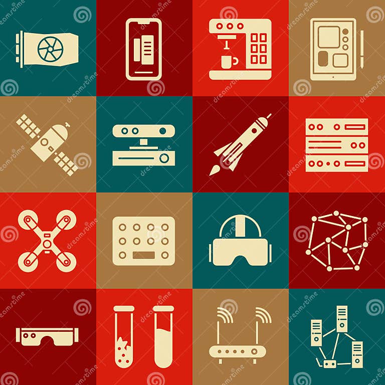 Set Computer Network Neural Server Data Web Hosting Coffee Machine Motion Sensor
