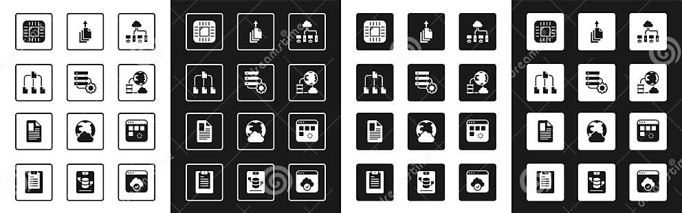 Set Computer Network, Server and Gear, Folder Tree, Processor with CPU ... Set Computer Network, Server and Gear, Folder Tree, Processor with CPU ...