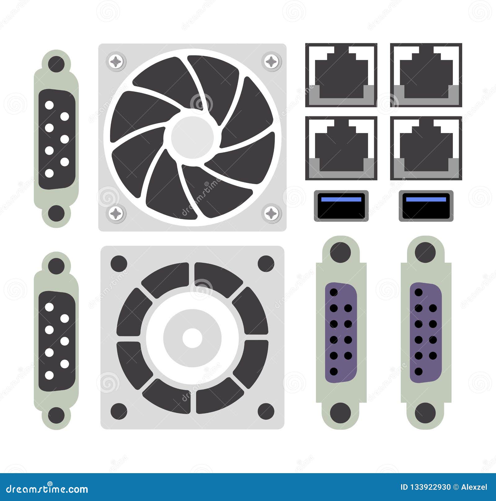 Set of computer parts stock vector. Illustration of internet - 133922930