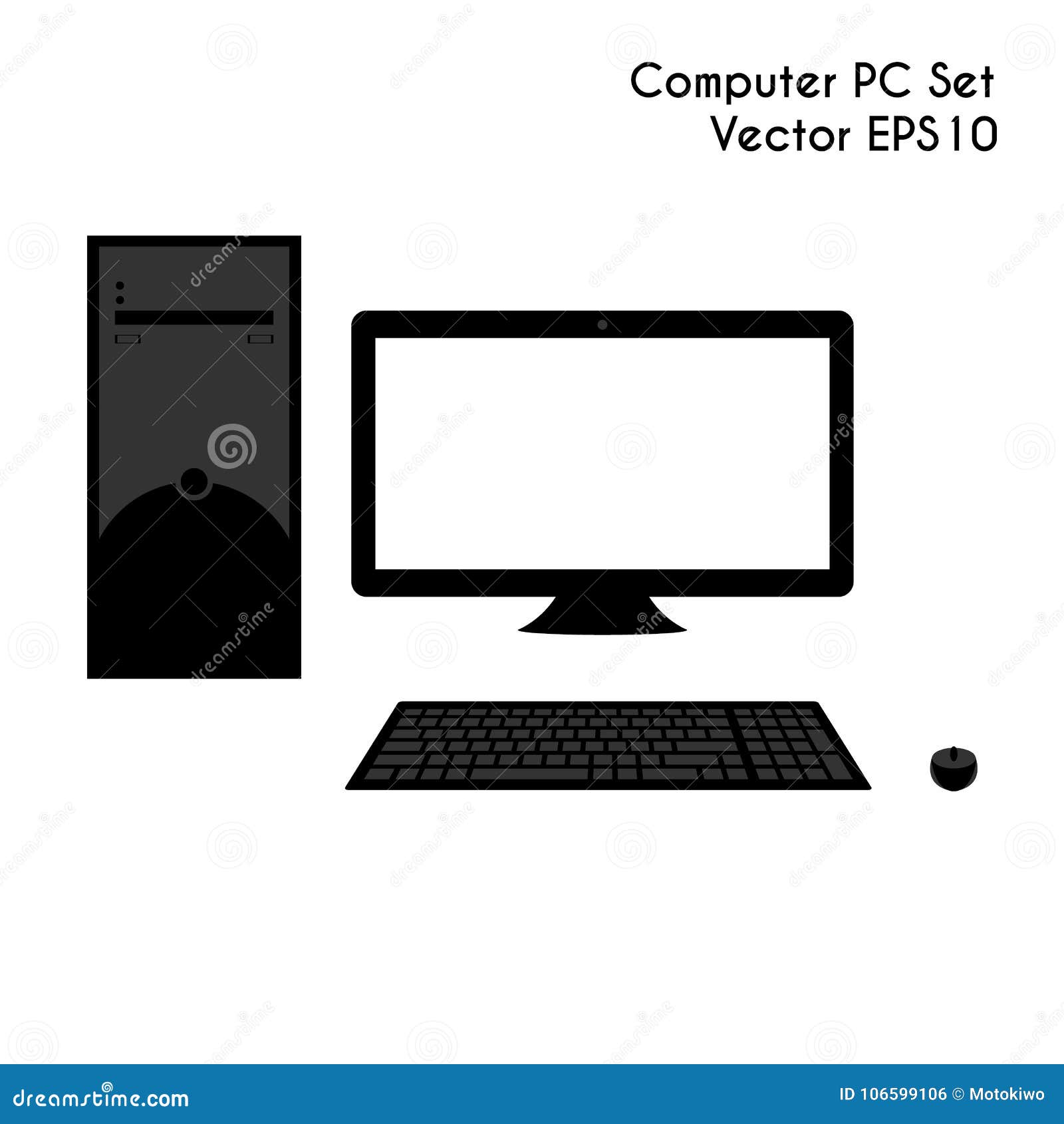 Set of Computer Parts Isolated Background. Stock Vector - Illustration ...