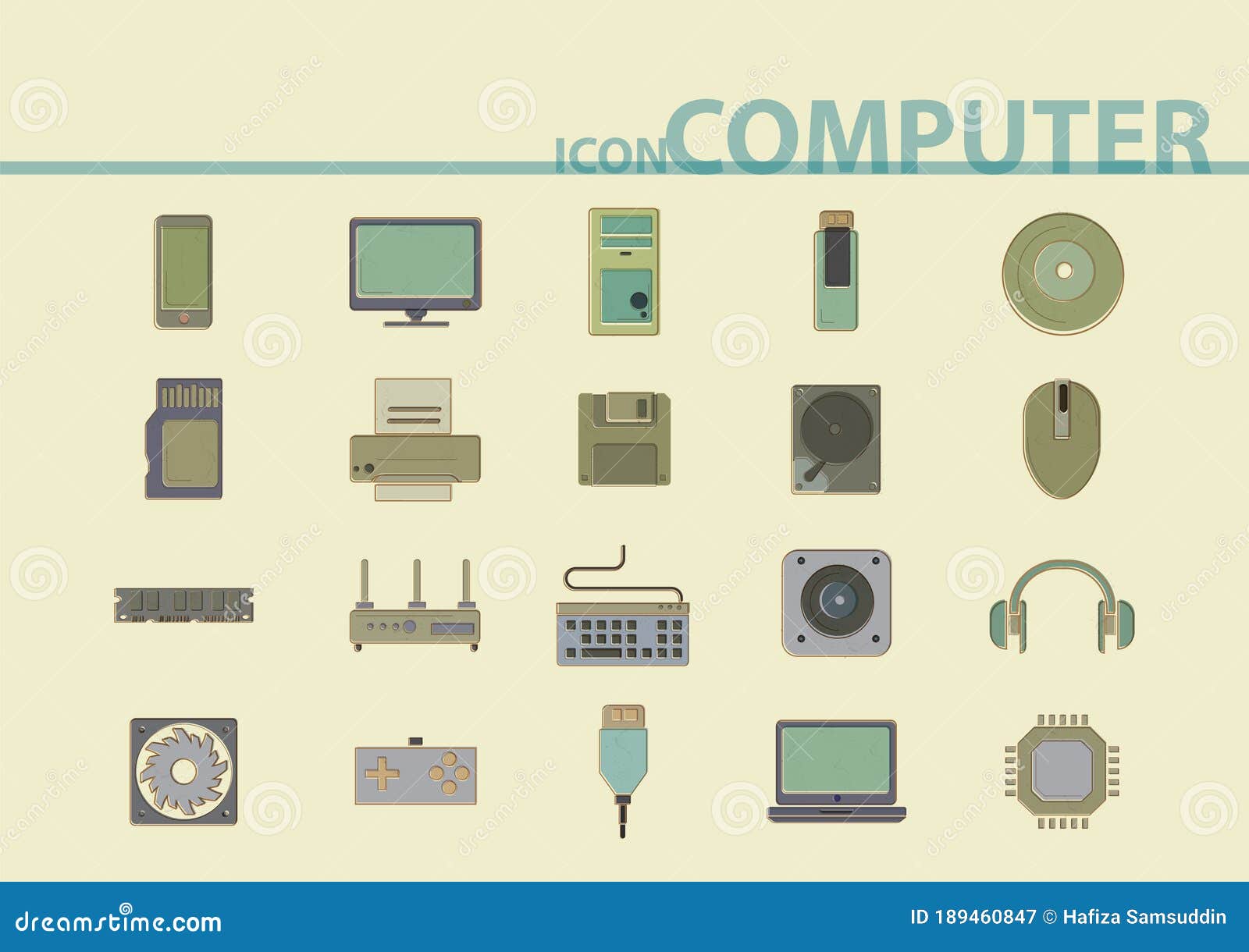 Set of Computer Parts. Vector Illustration Decorative Design Stock ...