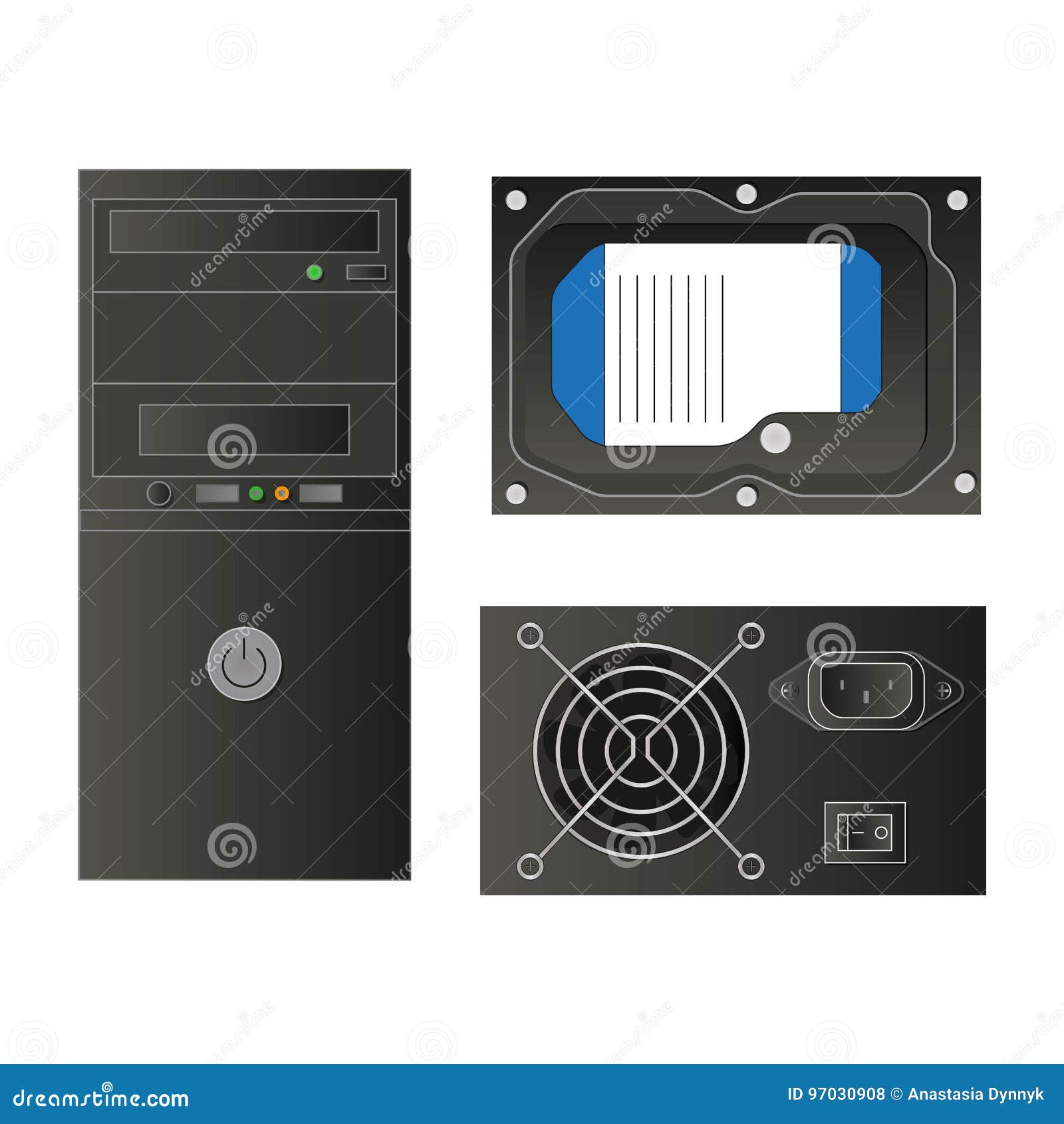 Set of computer parts stock vector. Illustration of cable - 97030908