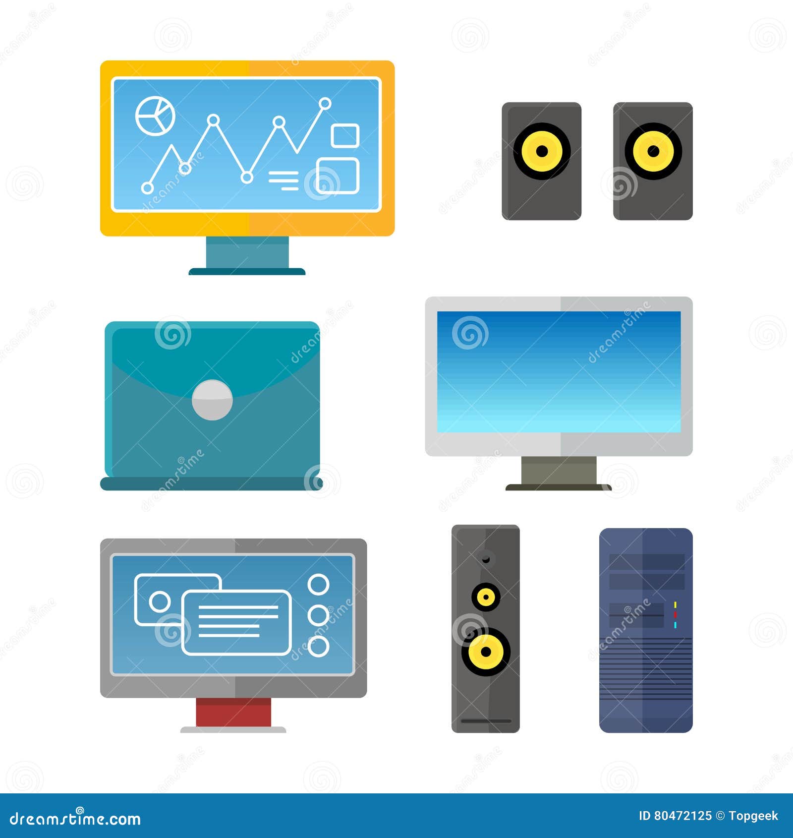 Computer Peripherals Icons In Joystick Shape Vector Illustration ...