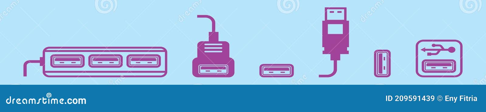 Set Of Computer Ports Type Icon Design Template With Various Models ...