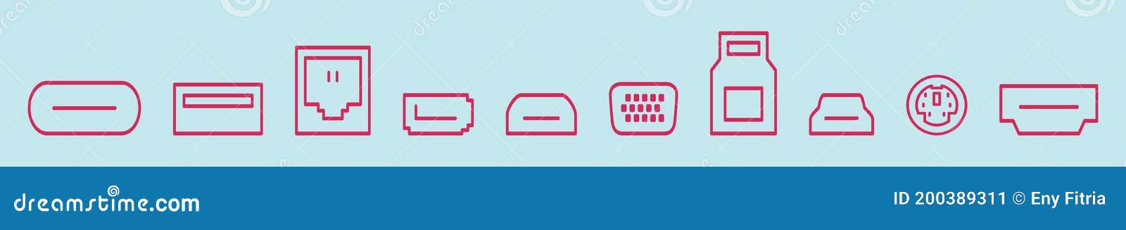 Set Of Computer Ports Type Icon Design Template With Various Models ...