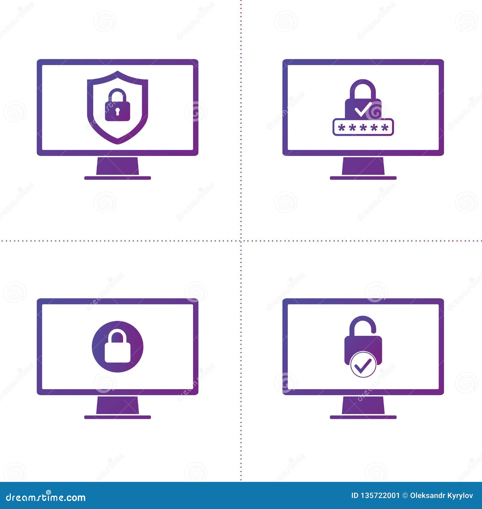 Set of Computer Security Protection Business Information Data with ...