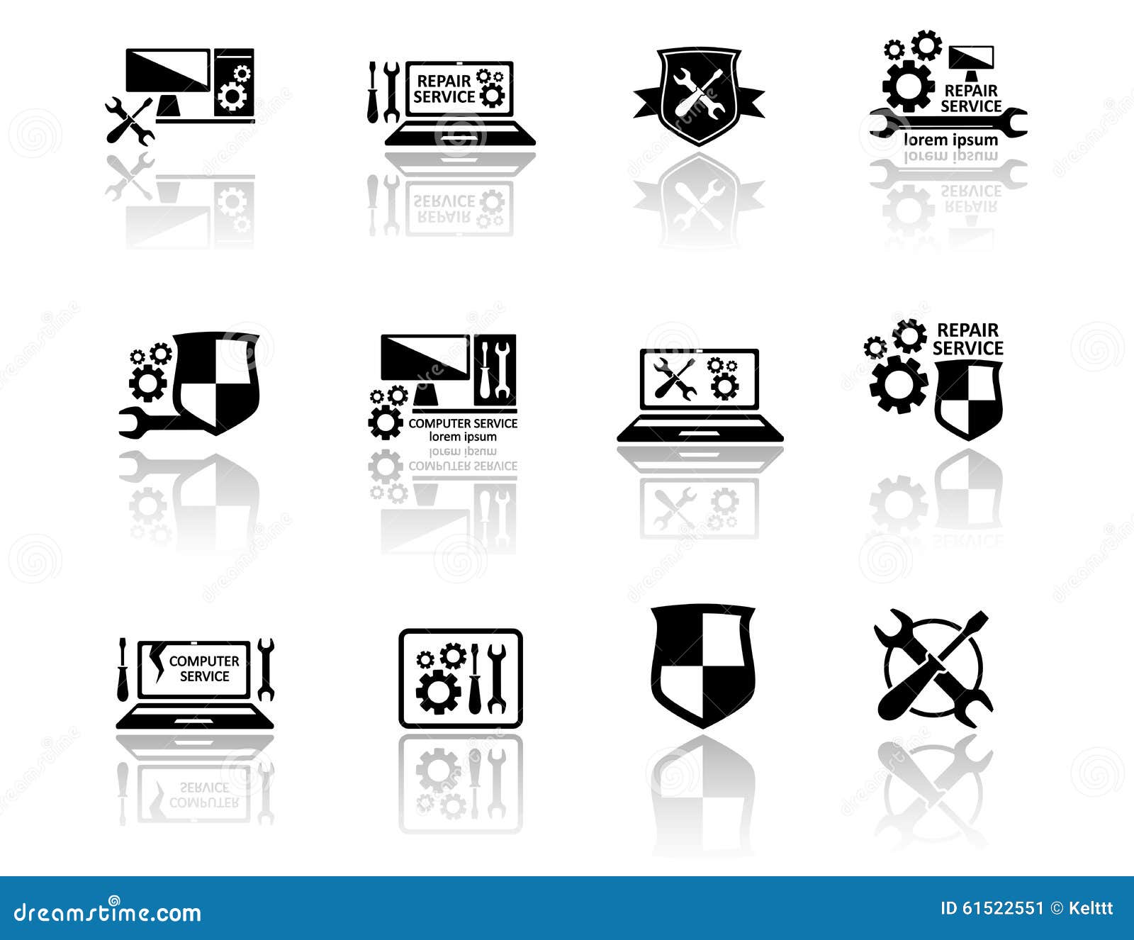 Set of Computer Service Icons Stock Illustration - Illustration of ...