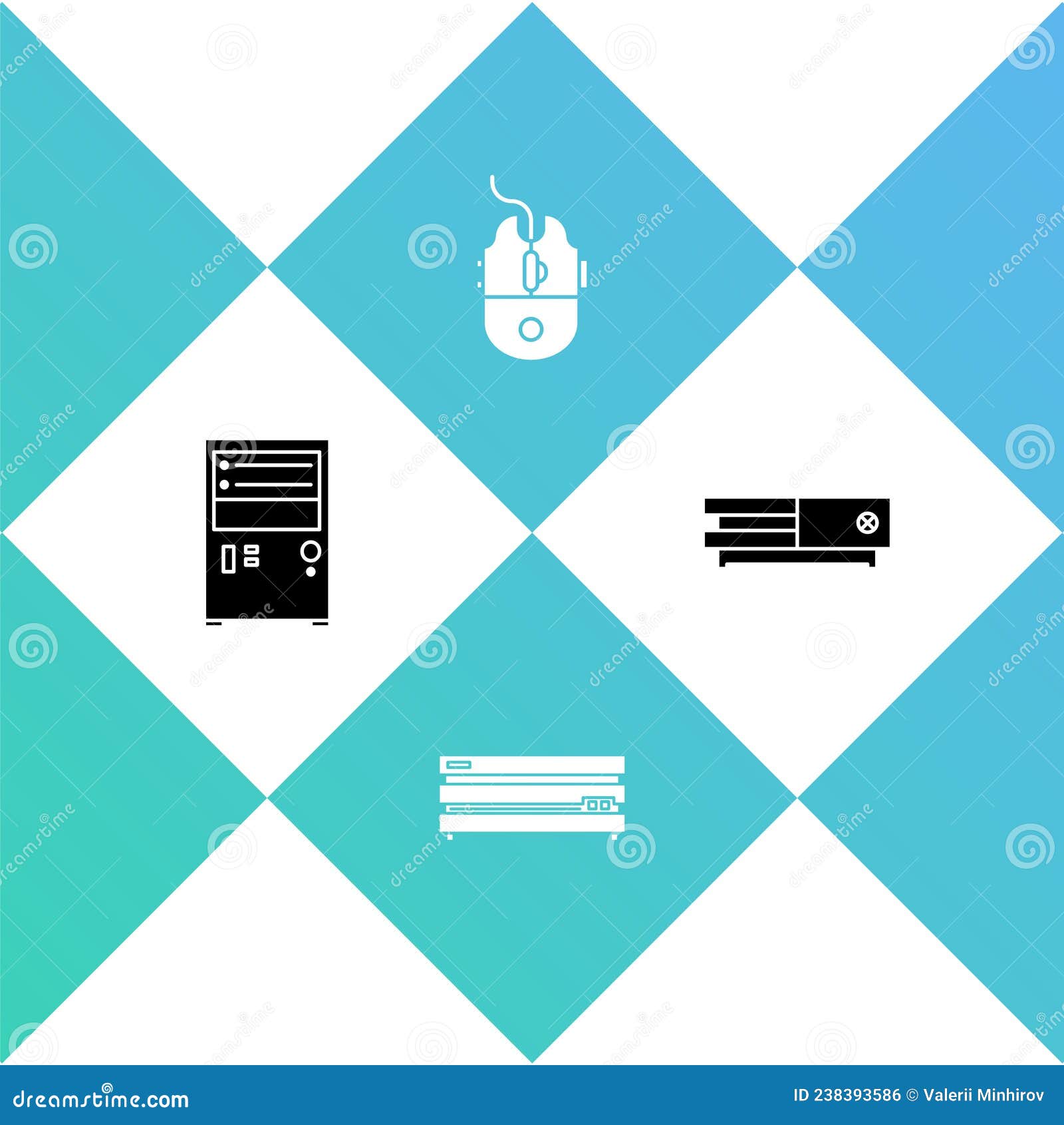 Set Computer, Video Game Console, Mouse Gaming and Icon. Vector Stock ...