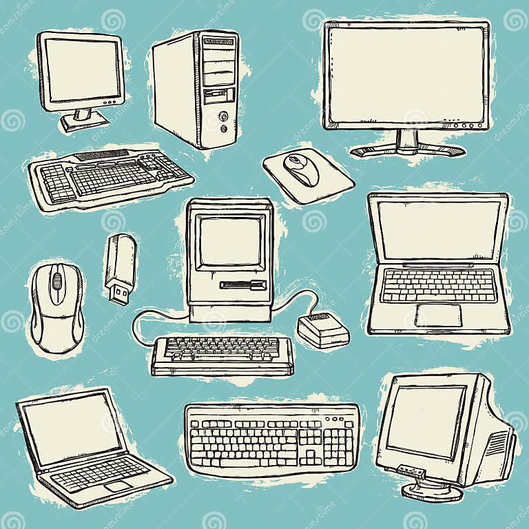 Set of computers stock vector. Illustration of storage - 19200185