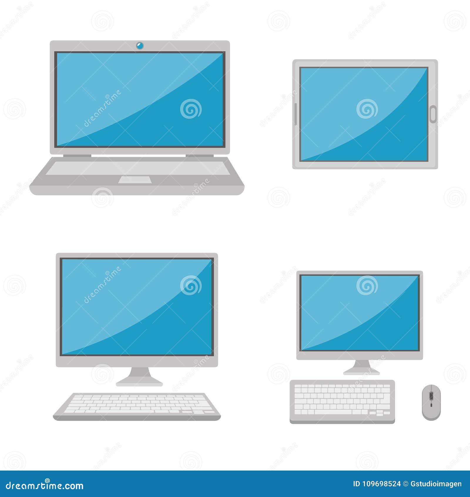 Set of Computers Electronic Device Stock Vector - Illustration of media ...