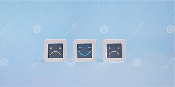 Set of Computers with Stylized Faces of Happy and Sad Faces on Lcd ...