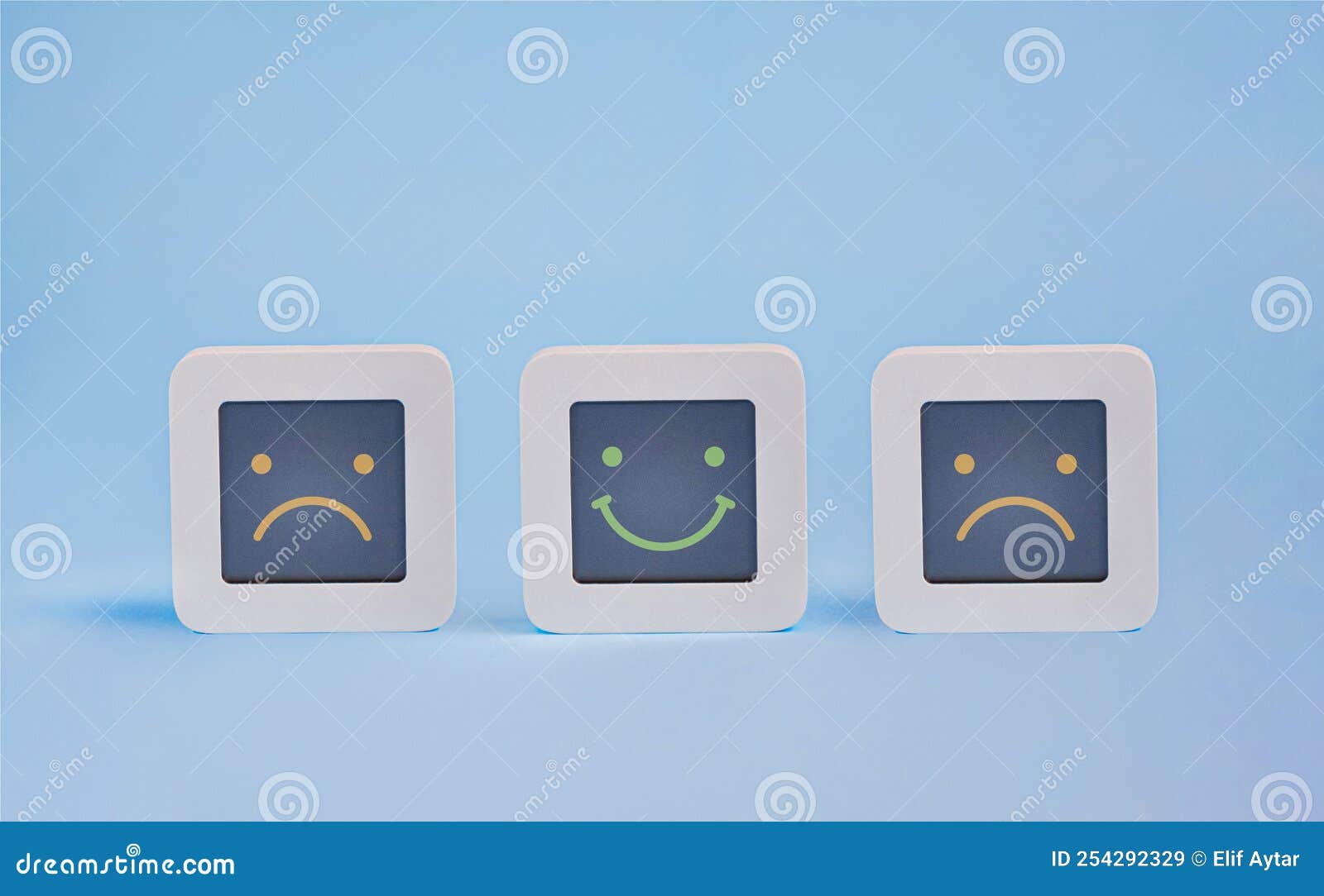 Set of Computers with Stylized Faces of Happy and Sad Faces on Lcd ...