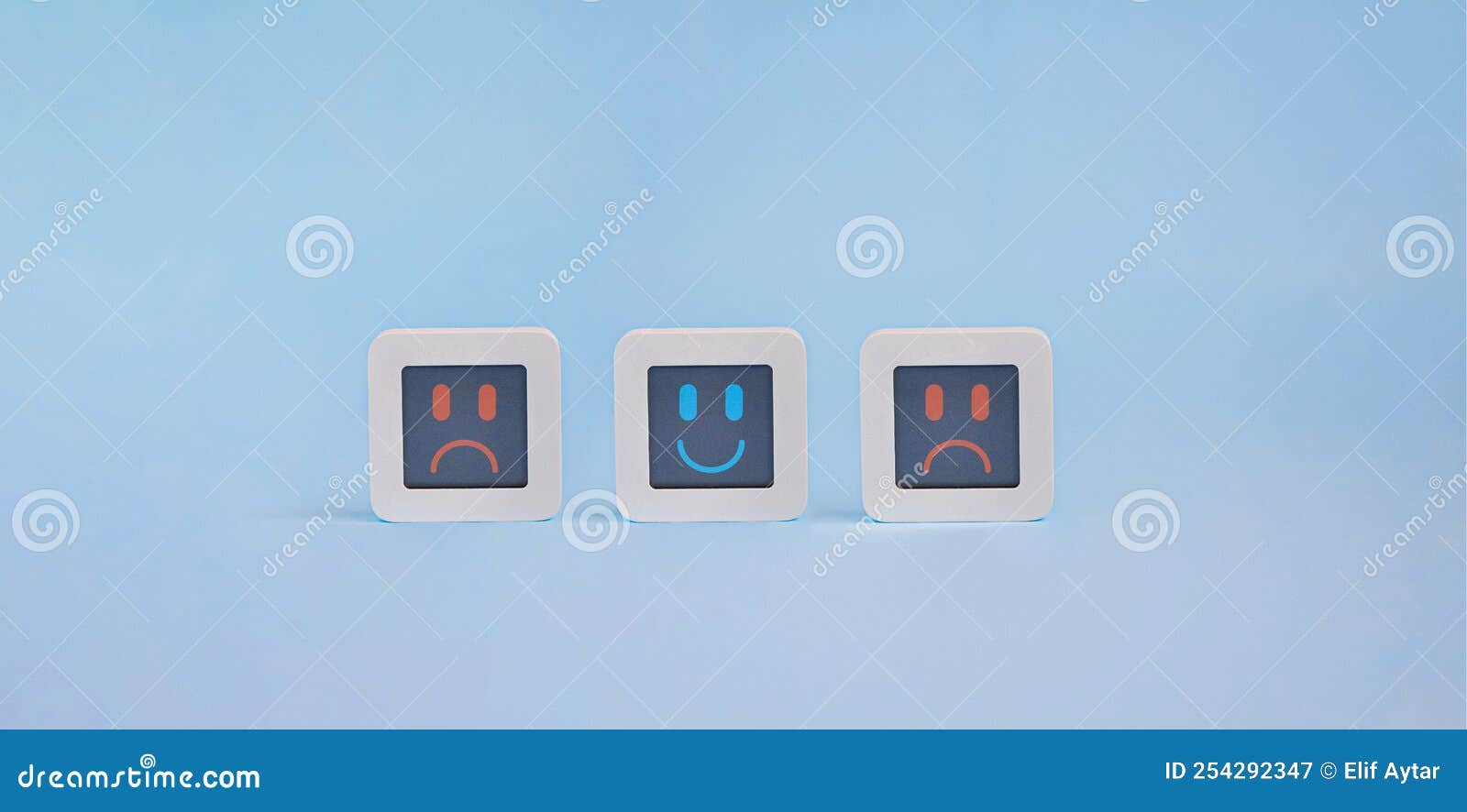 Set of Computers with Stylized Faces of Happy and Sad Faces on Lcd ...