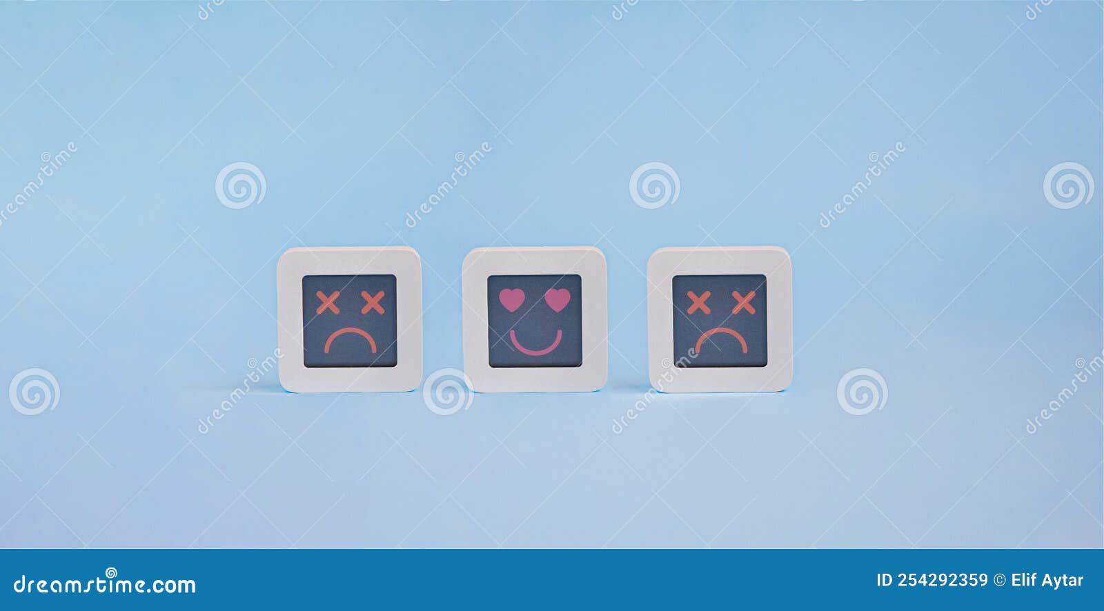 Set of Computers with Stylized Faces of Heart Eyes and Dead Faces on ...