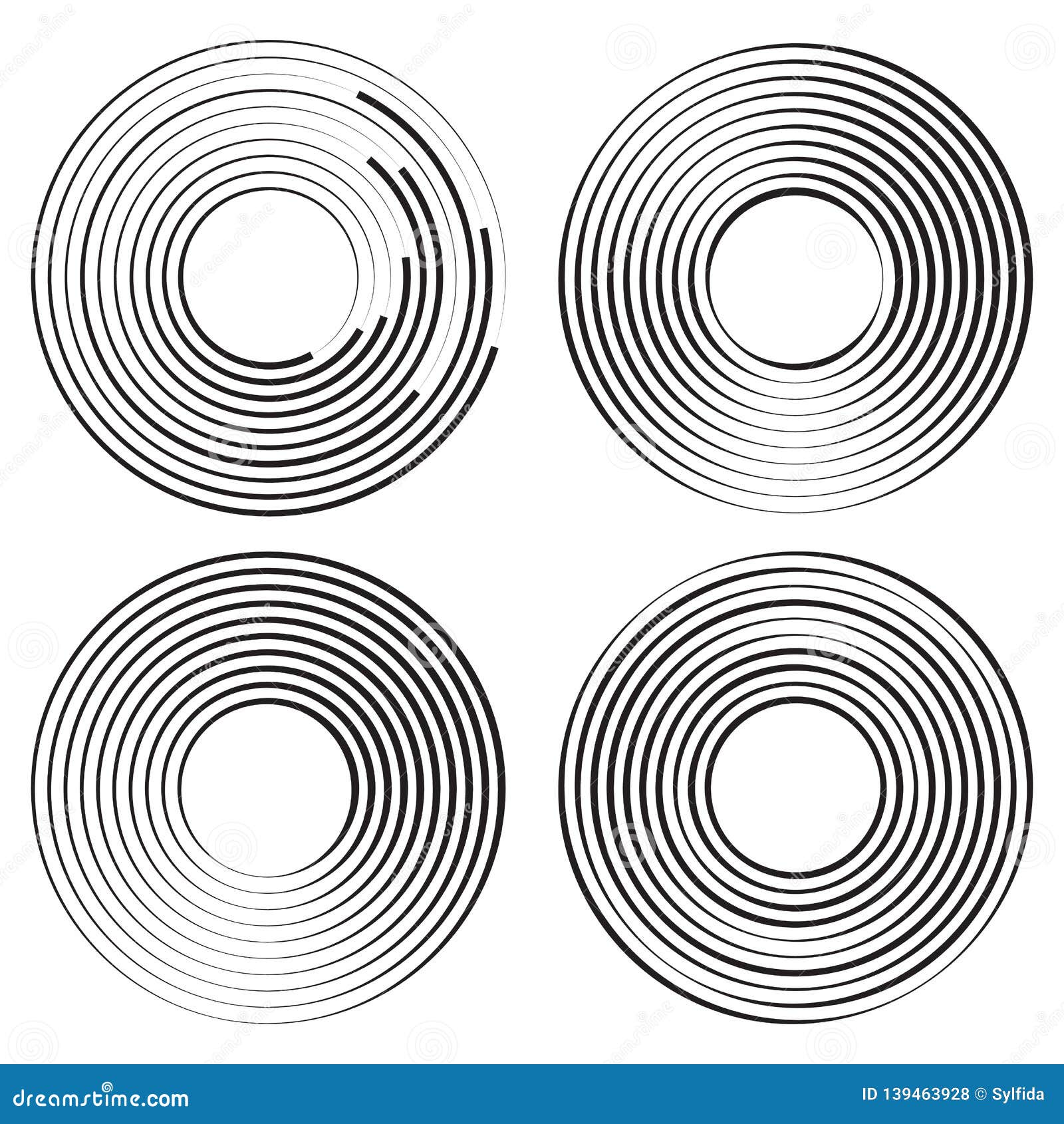 Set of Concentric Circles Geometric Element. Vector Illustration Stock ...