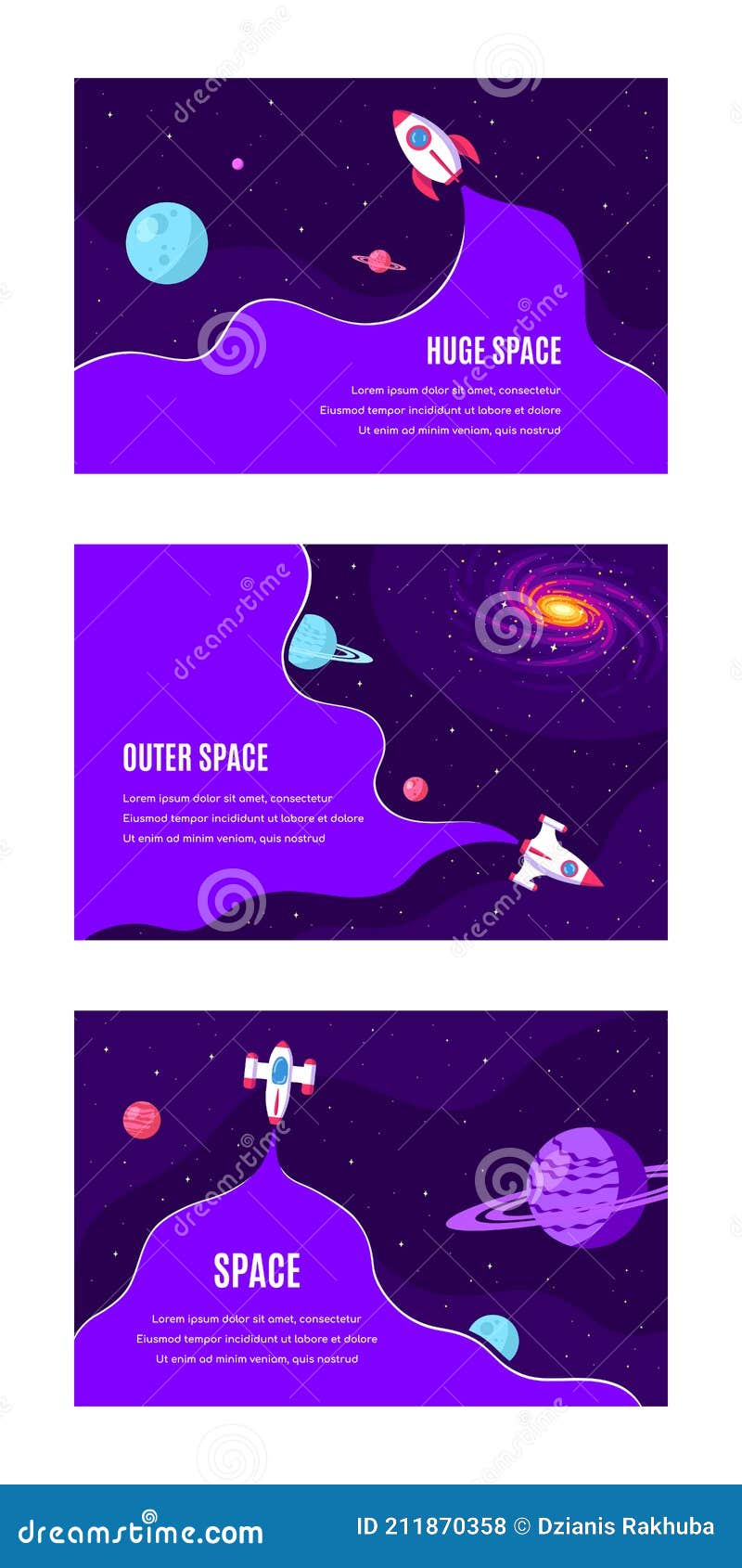 Set of Outer Space Concept Banner Templates Stock Vector - Illustration ...