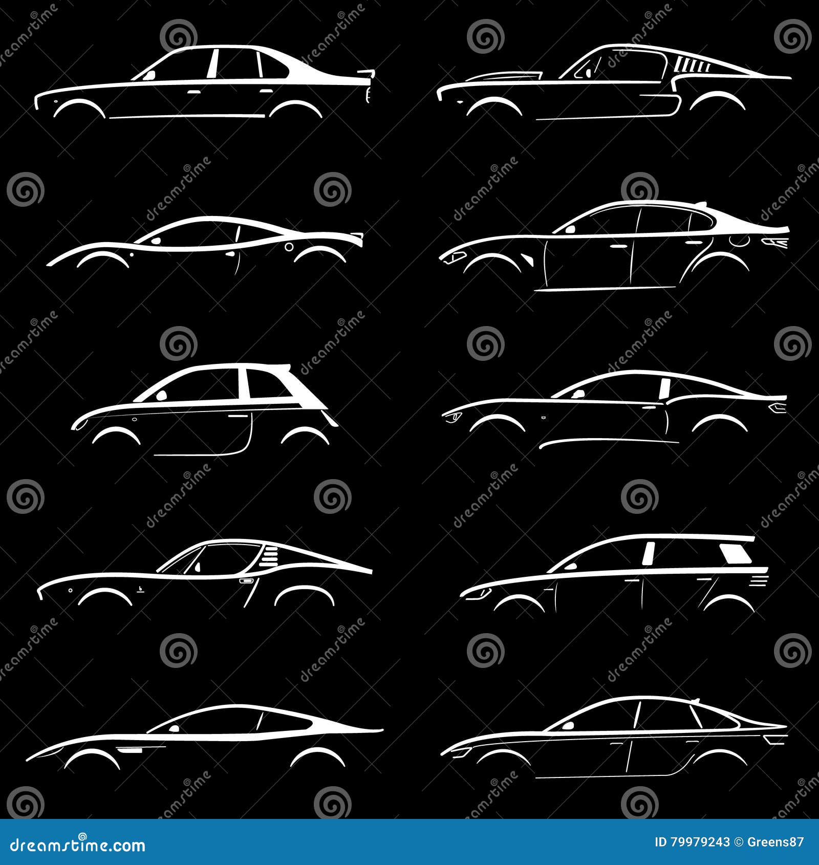 Set of Concept Car Silhouette Stock Vector - Illustration of business ...